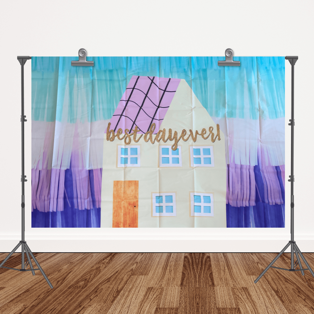 Peppa Pig House Vinyl Backdrop (5x7 Feet) from Ellie's Party Supply