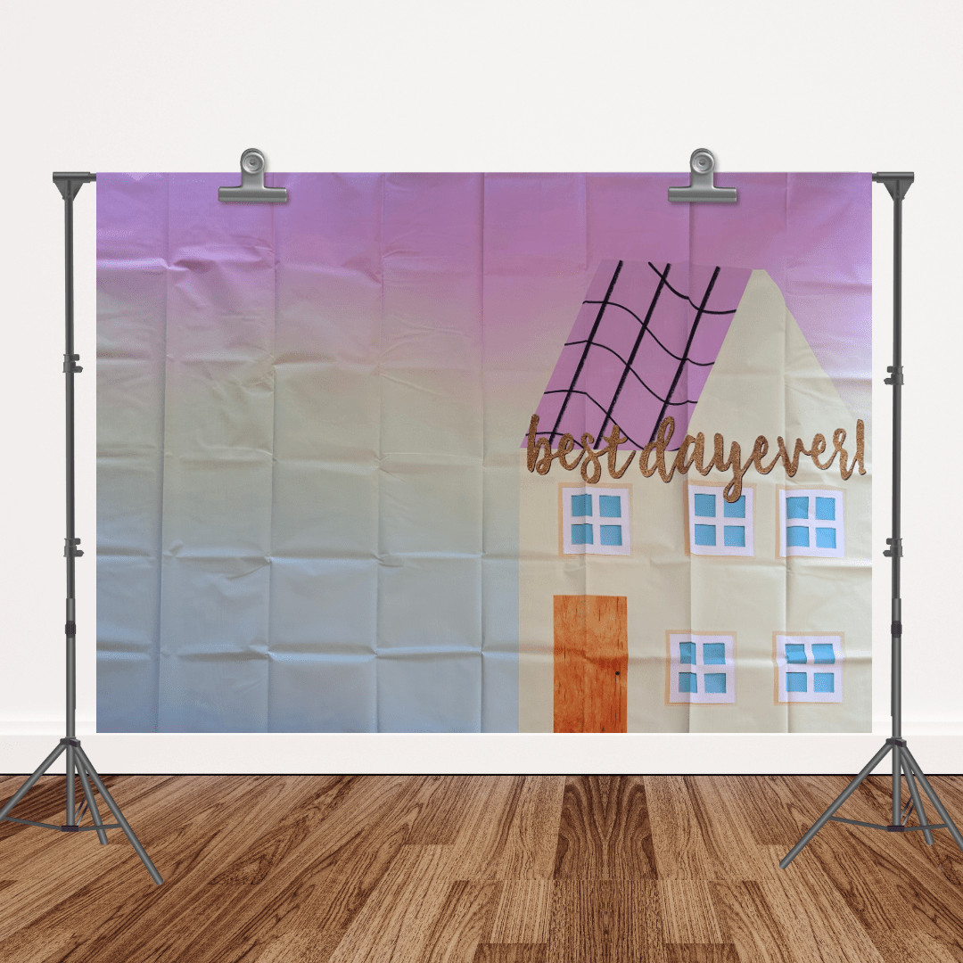 Peppa Pig House Vinyl Backdrop (5x7 Feet) from Ellie's Party Supply
