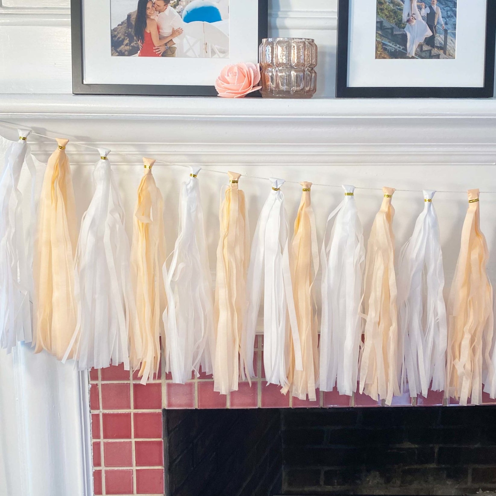 Boho Blush & White Paper Tassel Tail DIY Garland Kit at Ellie's Party ...